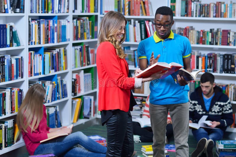 Group of Students Learning in Library at University Stock Photo - Image ...
