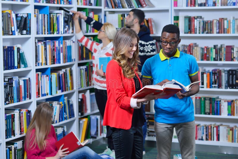 Group of Students Learning in Library at University Stock Image - Image ...