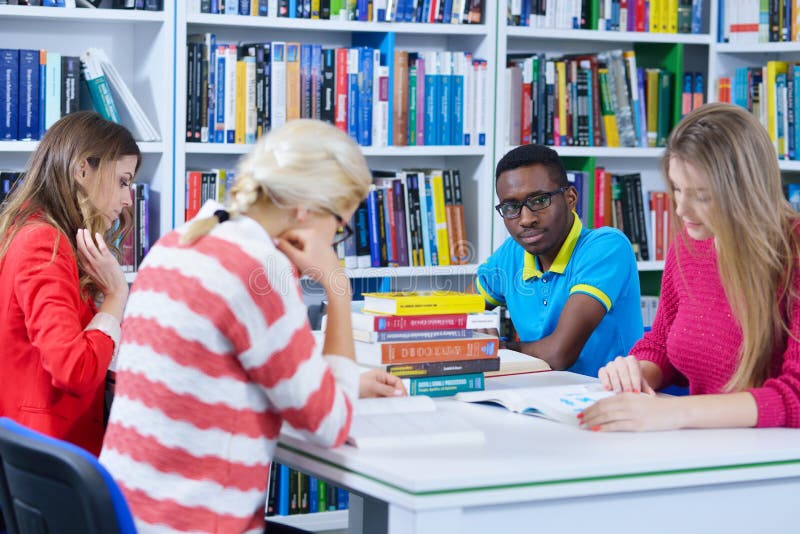 Group of Students Learning in Library at University Stock Image - Image ...