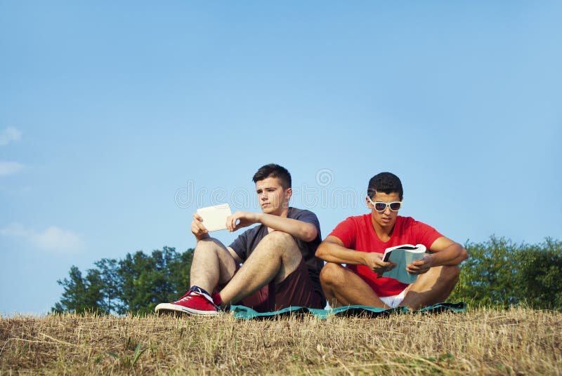 Group of Students Learning Outdoor Stock Photo - Image of modern ...