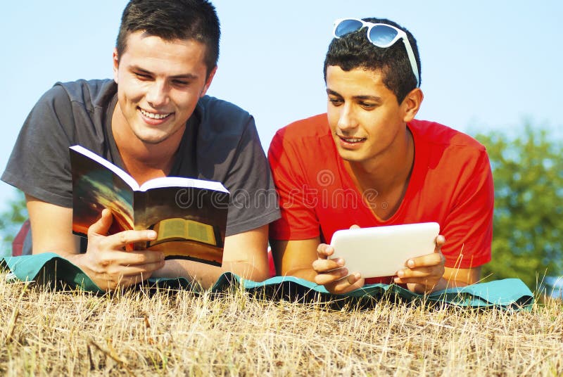 Group of Students Learning Outdoor Stock Image - Image of learning ...