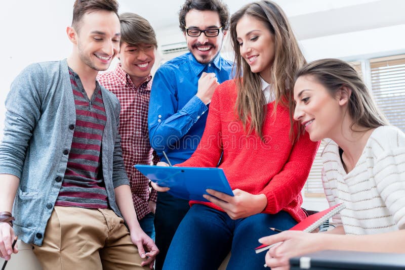 Group of Students Learning Together in College Stock Image - Image of ...