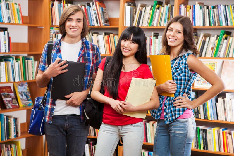 Group of Students in a Library Stock Photo - Image of library ...