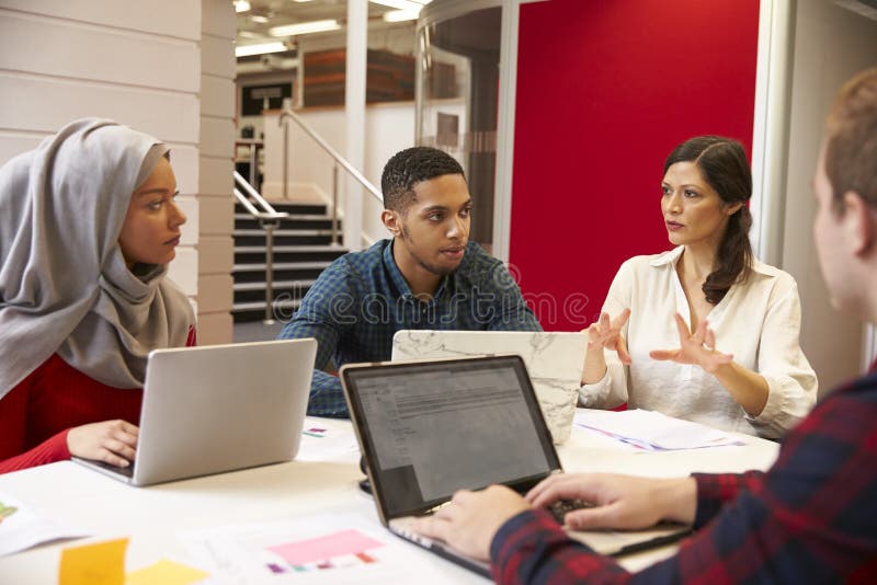Group of Students Meeting for Tutorial with Teacher Stock Image - Image ...