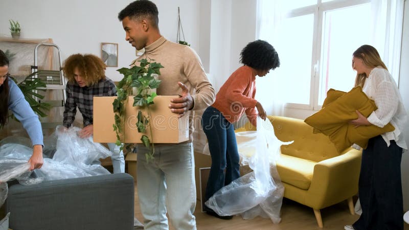 Group of Students Moving in a Student Residence at the University ...