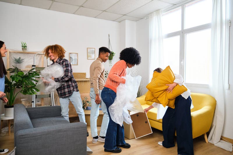 Group of Students Moving in a Student Residence at the University ...