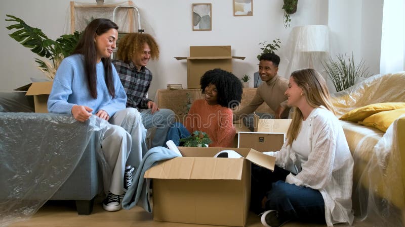 Group of Students Moving in a Student Residence at the University ...