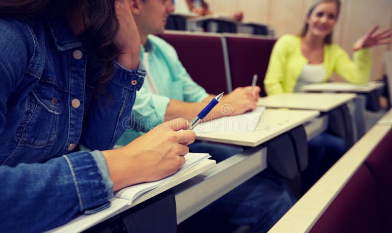 Group of Students with Notebooks at Lecture Hall Stock Image - Image of ...