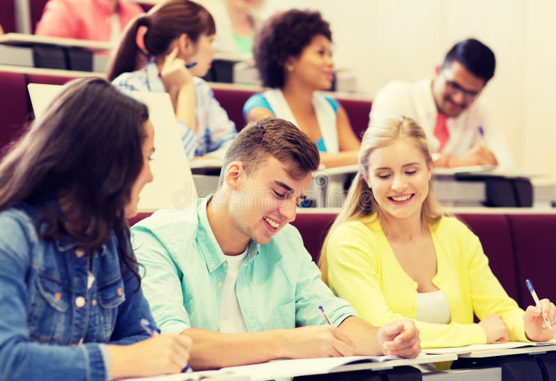 Group of Students with Notebooks in Lecture Hall Stock Photo - Image of learning, person: 150499872