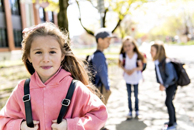 A Group of Students Outside at School Standing Together Stock Image ...