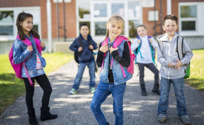 Students Outside School Standing Together Stock Photo - Image of ...