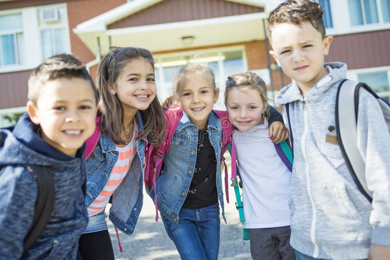 Students Outside School Standing Together Stock Photo - Image of ...