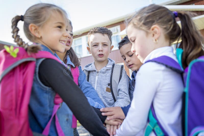 Students Outside School Standing Together Stock Photo - Image of cute ...