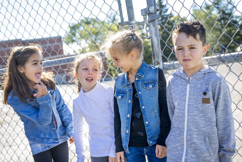 Students Outside School Standing Together Stock Image - Image of ...