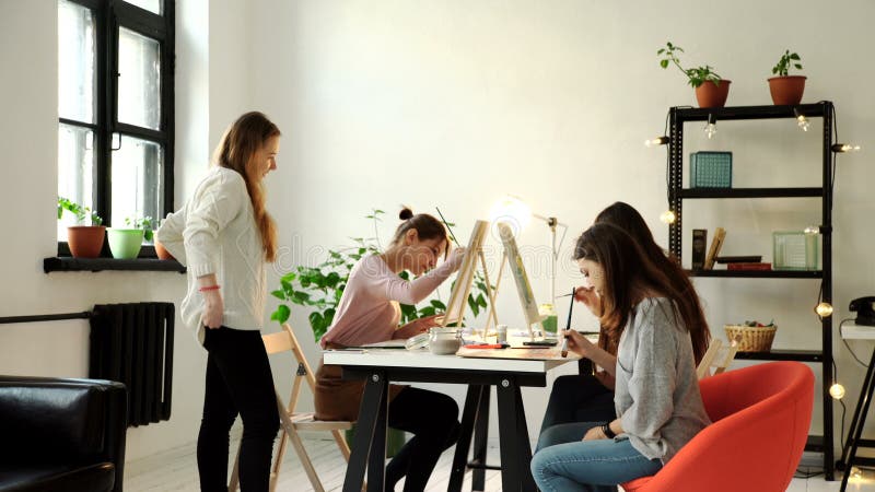 Group of Students Painting at Art Lessons. 4k 20s Stock Video - Video ...