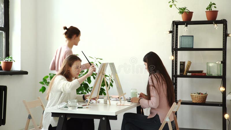Group of Students Painting at Art Lessons. 4k 20s Stock Footage - Video ...