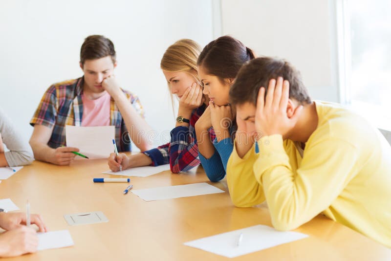 Group of Students with Papers Stock Photo - Image of difficult ...