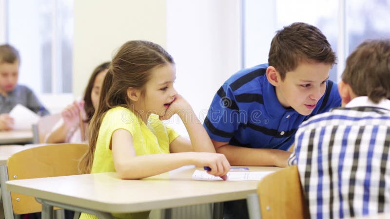 Group of Students with Papers Talking at School Stock Video - Video of ...