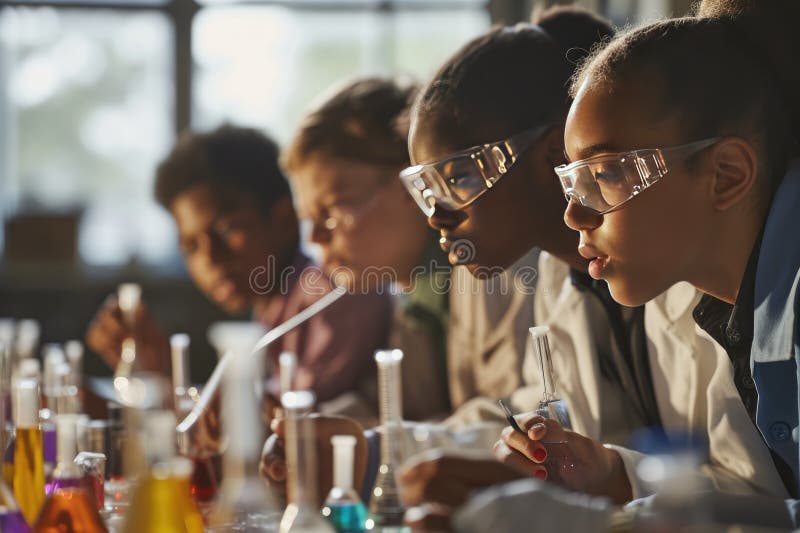 A Group of Students Participating in a Competitive Science Fair, AI ...