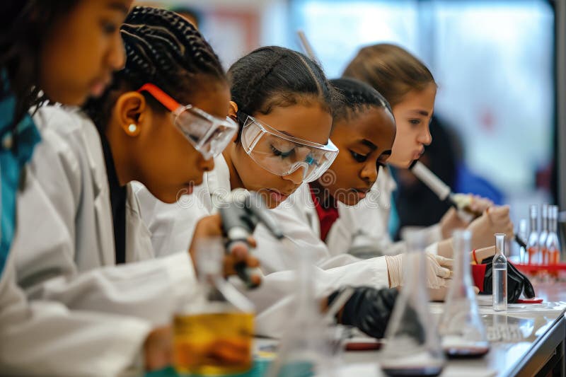 A Group of Students Participating in a Competitive Science Fair, AI ...