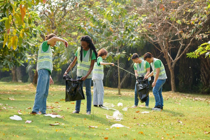 Students Picking Garbage in Park Stock Photo - Image of altruism ...