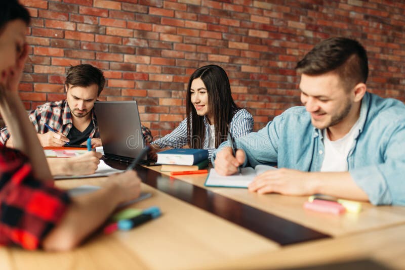 Group of Students Prepares Teamwork Project Stock Photo - Image of ...