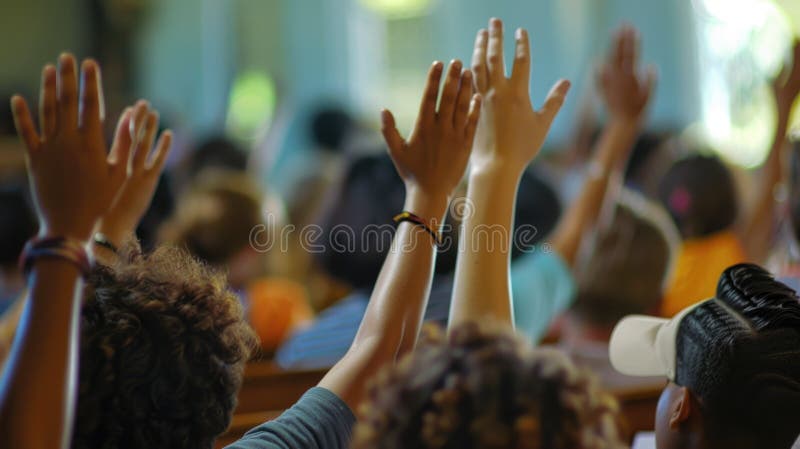 A Group of Students Raising Their Hands in a Classroom, Eager To Answer ...
