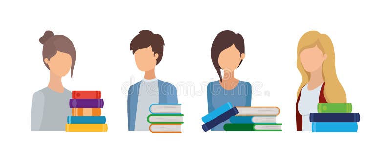 Group of Students Reading Books Stock Vector - Illustration of page ...