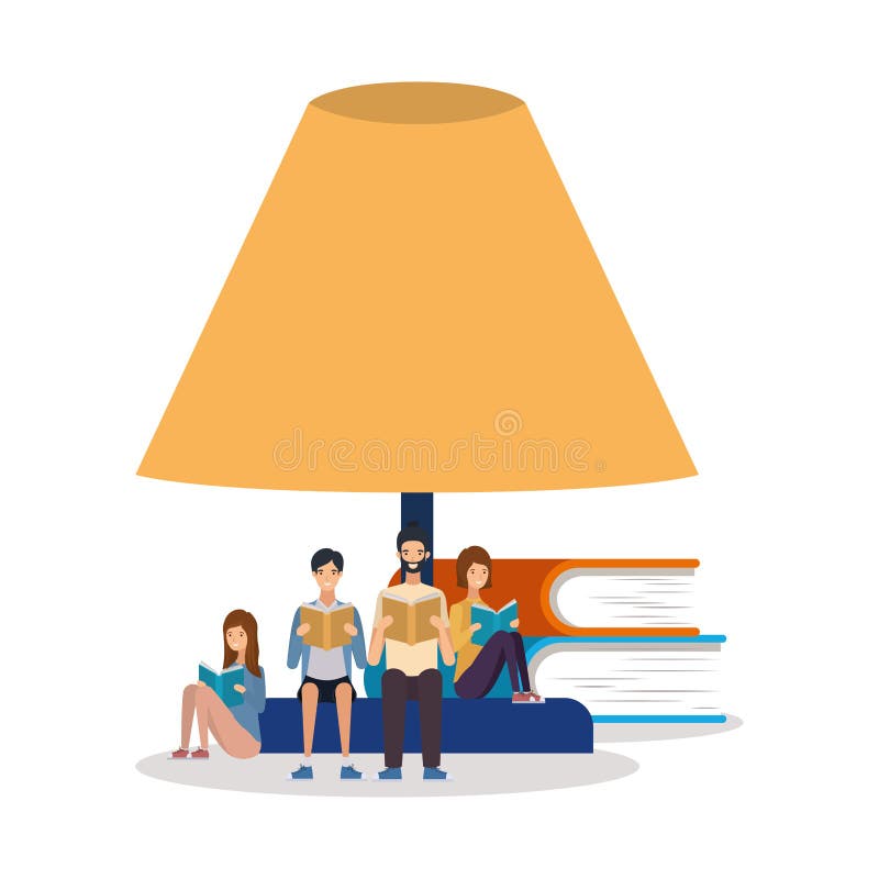 Group of Students Reading Books Stock Vector - Illustration of reading ...