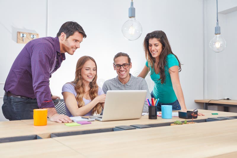 Group of Students Researching on the Laptop Stock Image - Image of idea ...