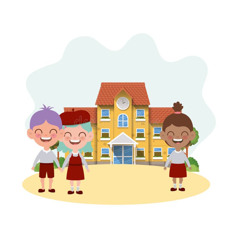 Group of Students in School Building of Primary Stock Vector ...