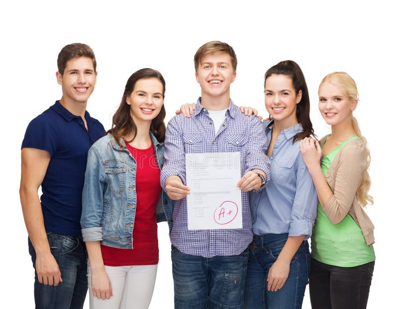 Group of Students Showing Test Result Stock Photo - Image of girls ...