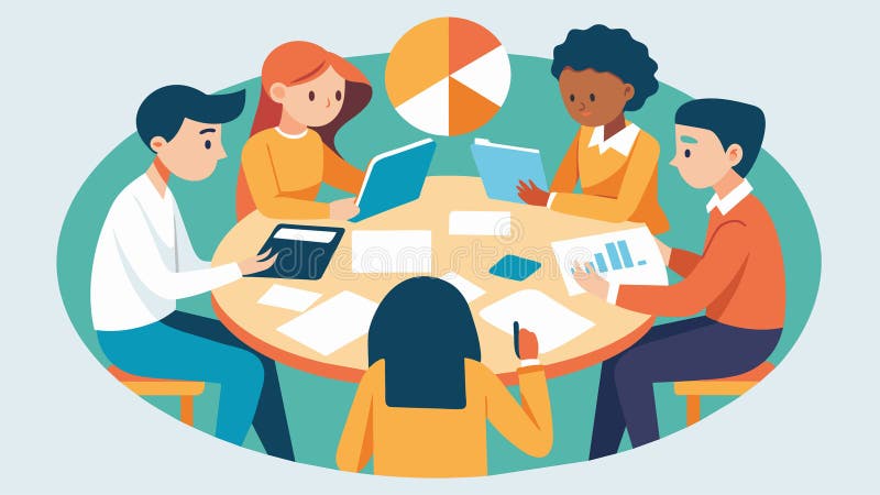 A Group of Students Sit at a Round Table Their Faces Scrunched in ...