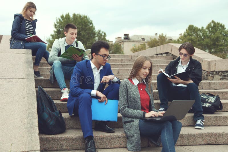 Students Prepare for Classes Stock Image - Image of mate, daylight ...