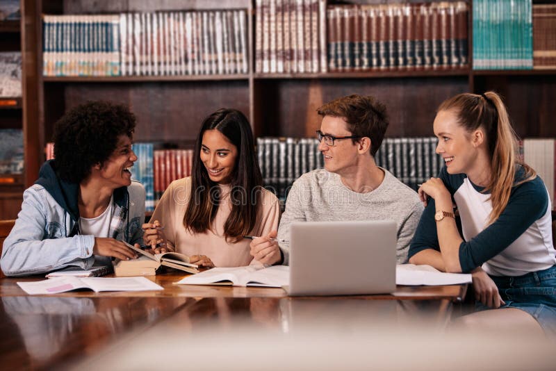Students Working on Computer in a College Library Stock Image - Image ...