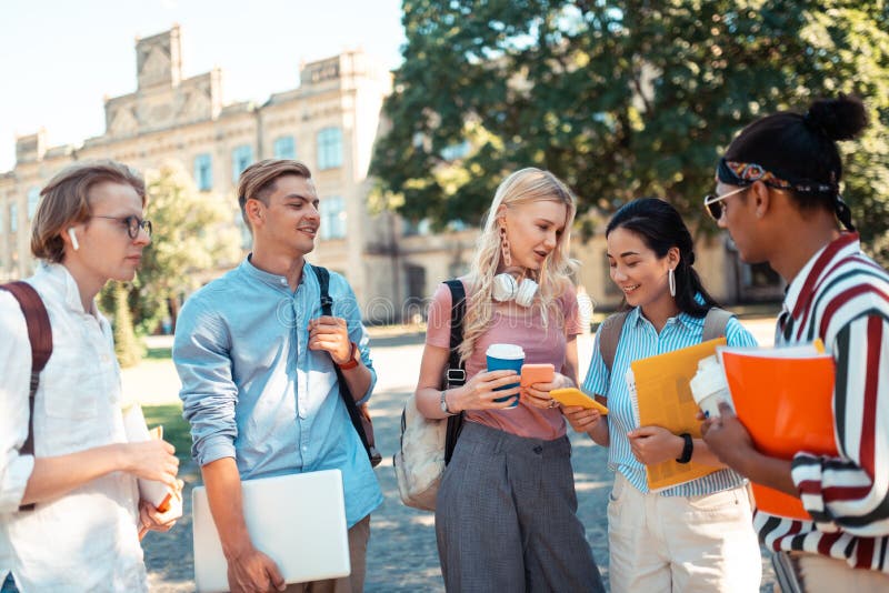 Group of Students Spending Their Break Time Outside. Stock Image ...