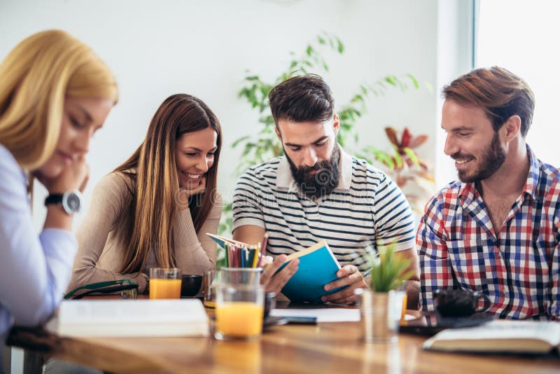 Group of Students Study at Home. Stock Photo - Image of friendship ...