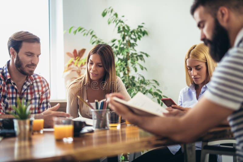 Group of Students Study at Home. Stock Photo - Image of home, laptop ...