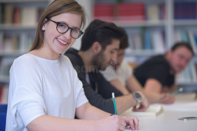 Group of Students Study Together in Classroom Stock Image - Image of ...