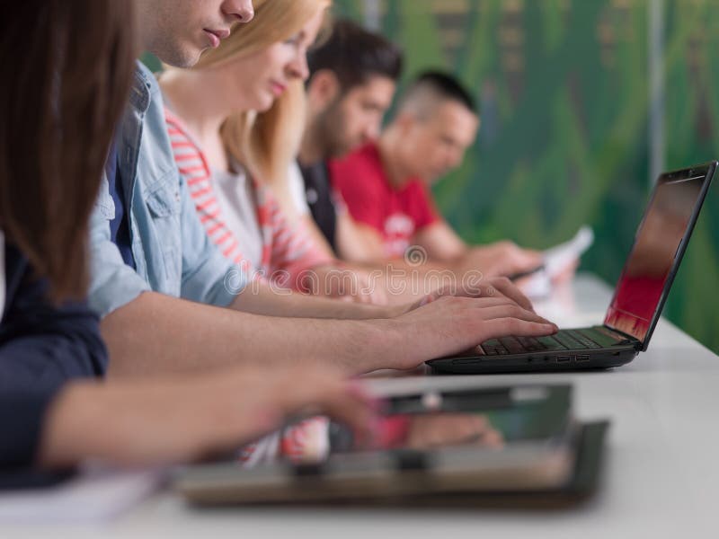Group of Students Study Together in Classroom Stock Image - Image of ...