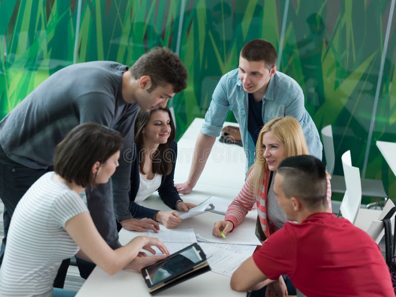 Group of Students Study Together in Classroom Stock Photo - Image of ...