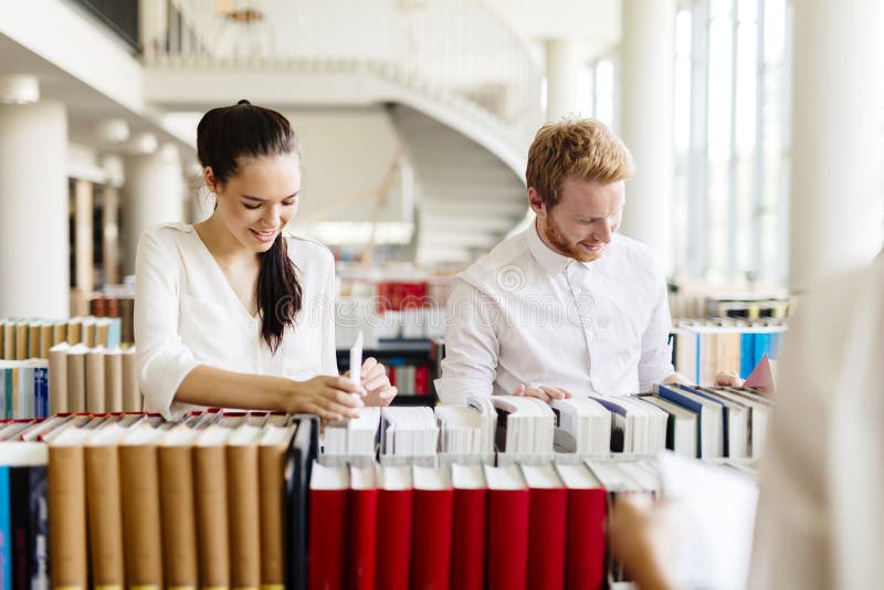 Group of Students Studying in Library Stock Photo - Image of group ...
