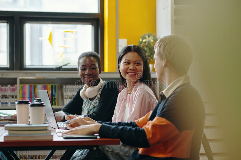 Group of Students Studying in the Library Stock Image - Image of ...