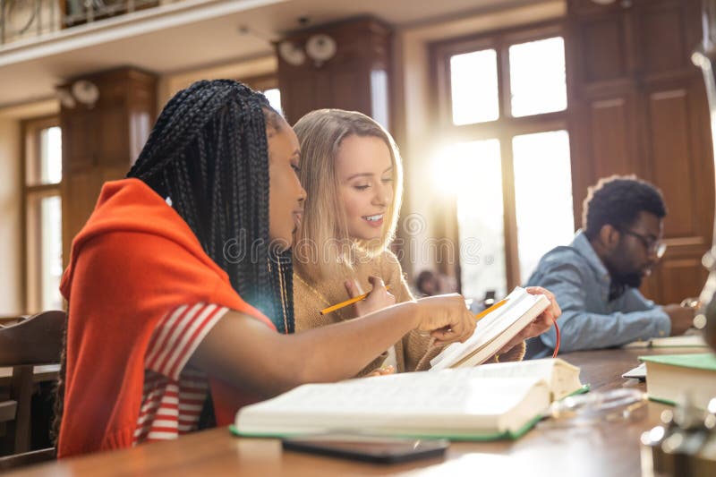 Group of Students Studying in the Library Together Stock Image - Image ...