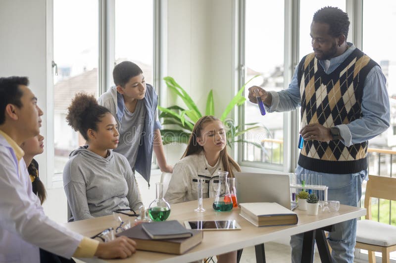 Group of Students Studying and Playing with Teacher, Education and ...