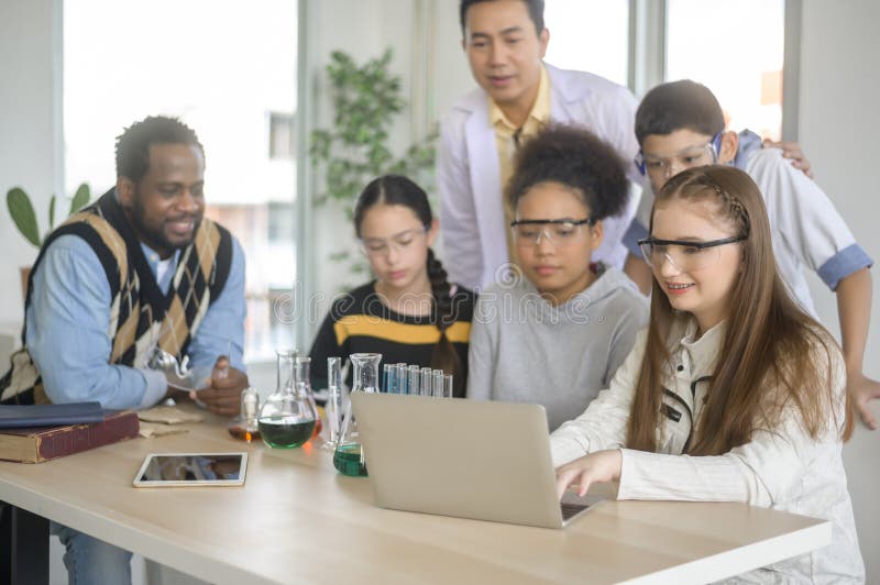 Group of Students Studying and Playing with Teacher, Education and ...
