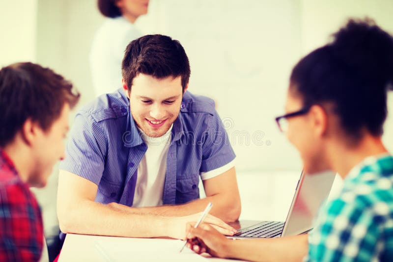 Group of Students Studying at School Stock Image - Image of classmates ...