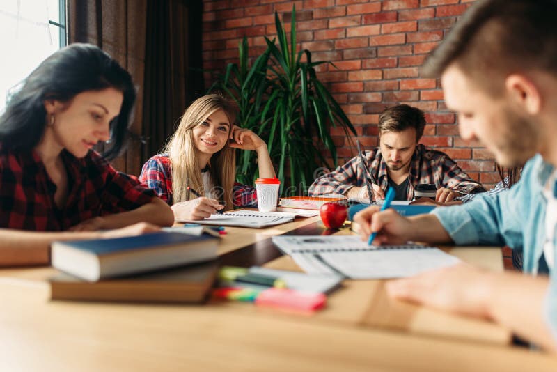 Group of Students Studying at the Table Stock Photo - Image of ...