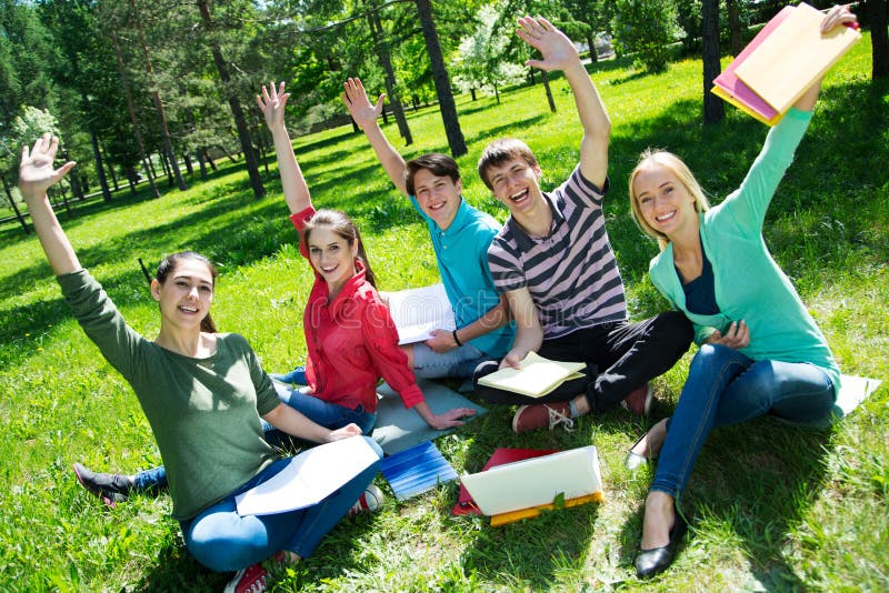 Group of Students Studying Together Stock Image - Image of read ...