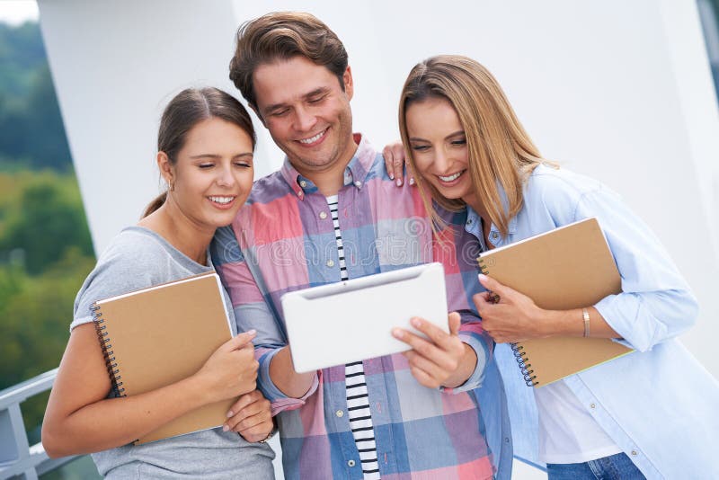 Group of Students Studying Together in the Campus Stock Photo - Image ...